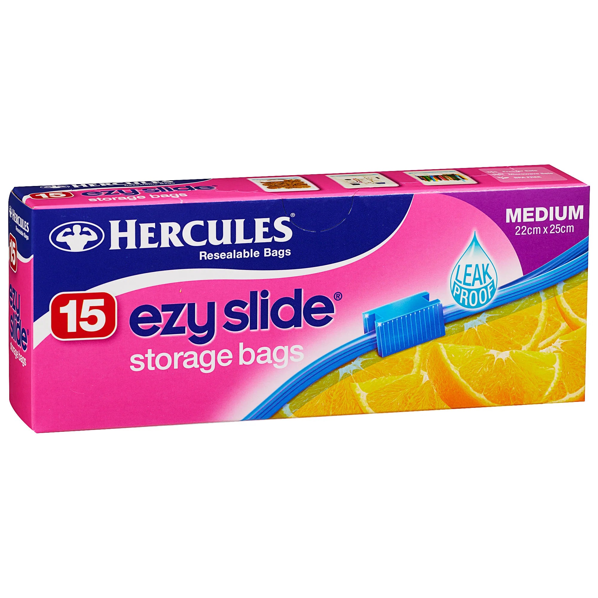 Hercules Ezy Slide Storage Bags Mdm 15pk – Discount Grocery Warehouse